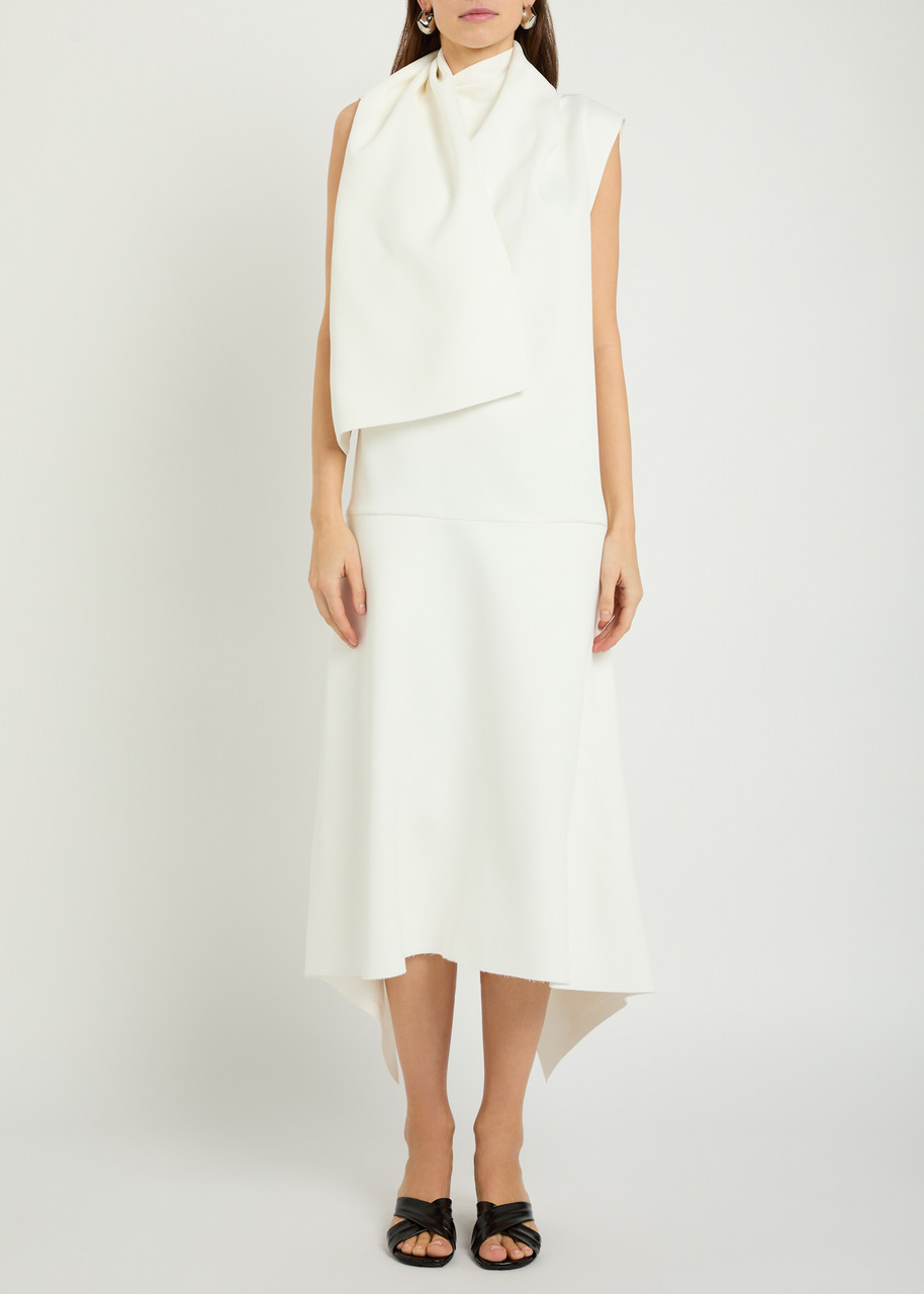 KHAITE Loell Draped Crepe De Chine Midi Dress